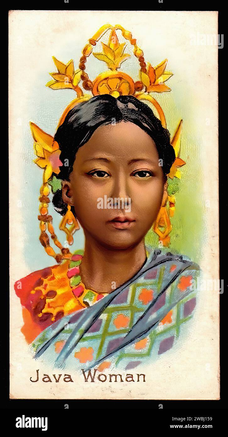 Java Woman - Vintage Australian Cigarette Card Illustration Stock Photo ...