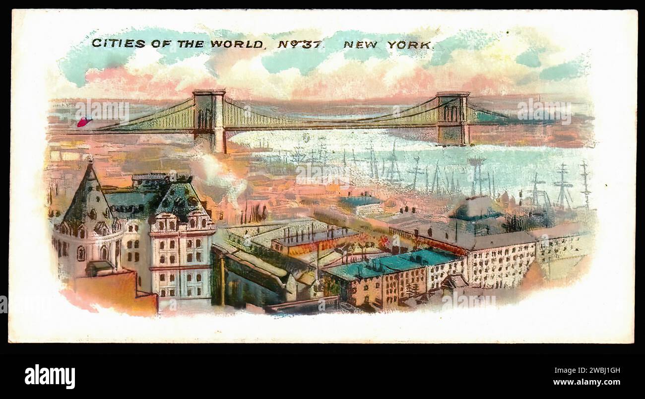 New York in 1900 - Vintage Cigarette Card Illustration Stock Photo - Alamy