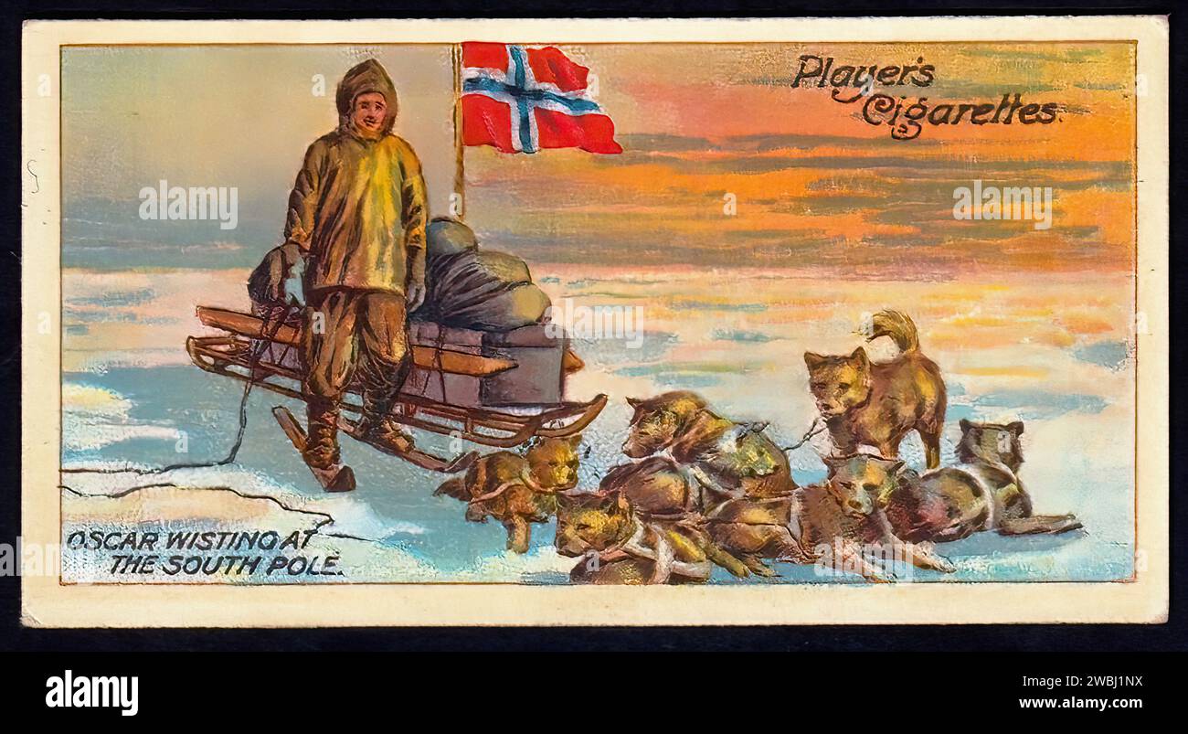 Oscar Wisting at the South Pole - Vintage Cigarette Card Illustration ...