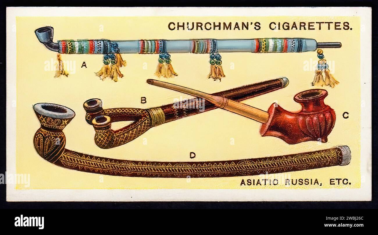 Russian Pipes - Vintage Cigarette Card Illustration Stock Photo - Alamy