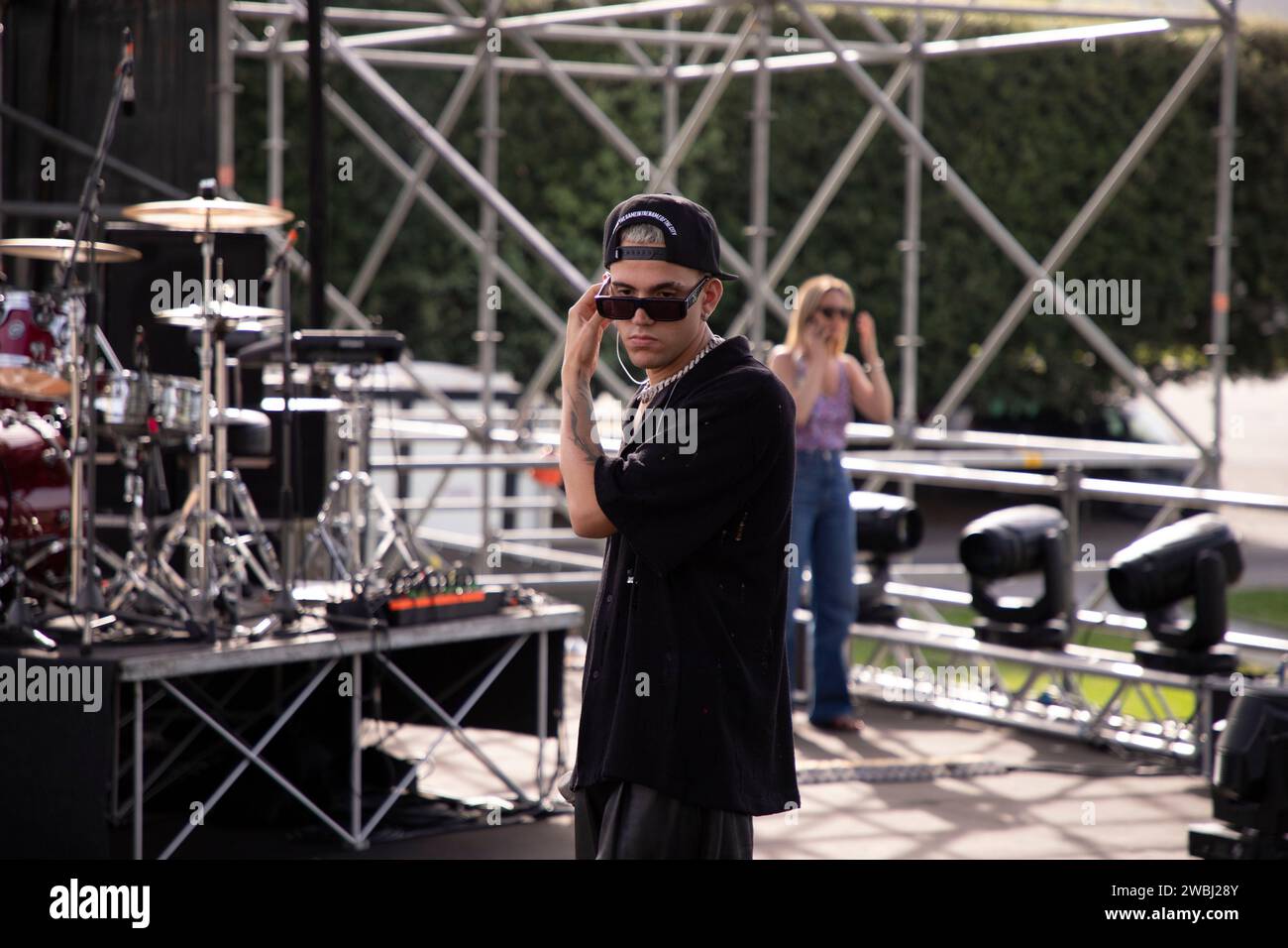 Luca Marzano, known as Aka 7even seen during the soundcheck at Napoli ...