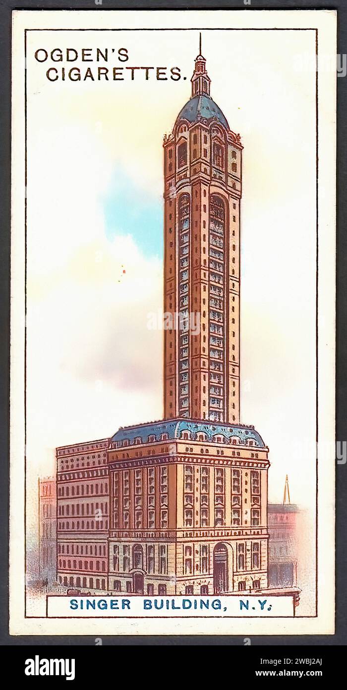 Singer Building, New York - Vintage Cigarette Card Illustration Stock ...