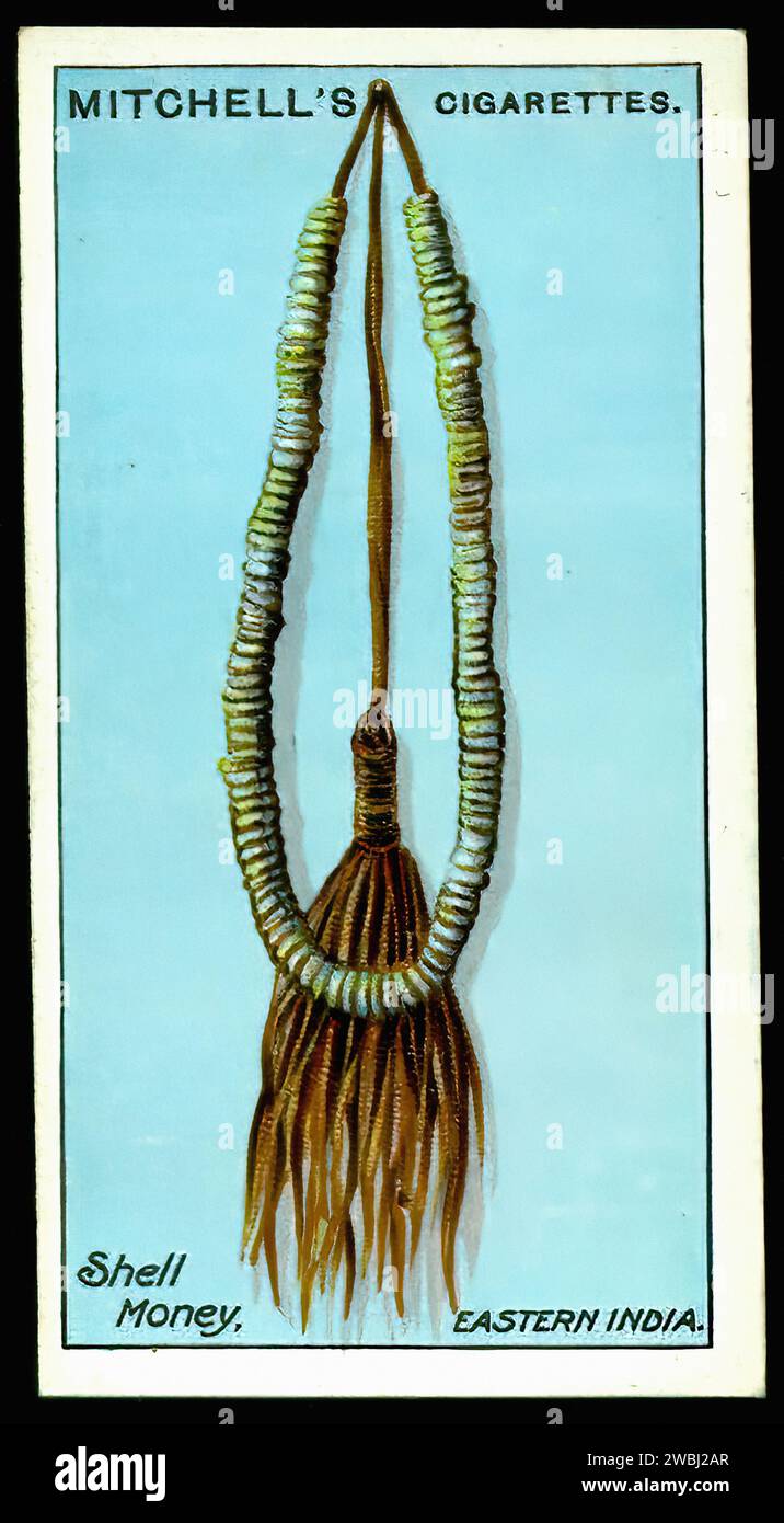 Shell Money, Eastern India - Vintage Cigarette Card Illustration Stock ...