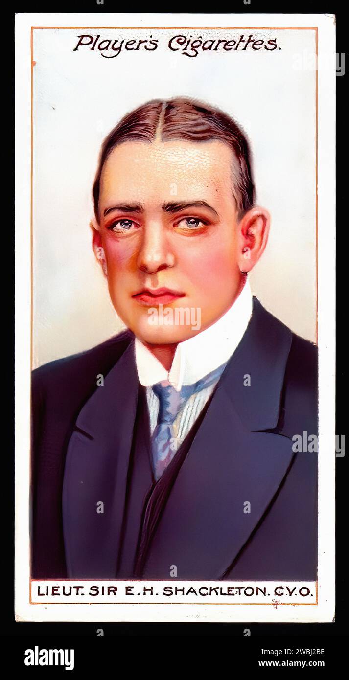 Sir Ernest Shackleton - Vintage Cigarette Card Illustration Stock Photo ...