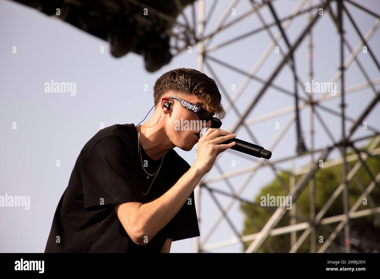 Luca D'Alessio, known as LDA seen during the soundcheck at Napoli Pizza ...