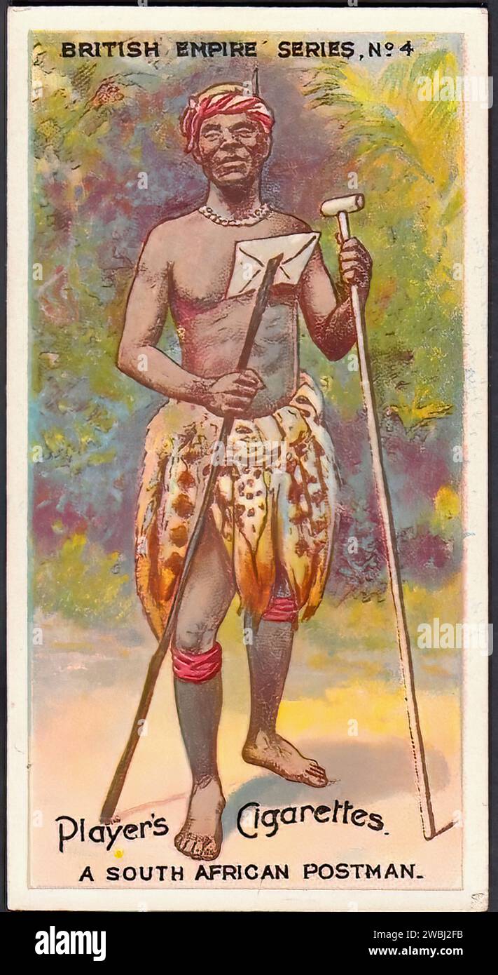 South African Postman - Vintage Cigarette Card Illustration Stock Photo ...