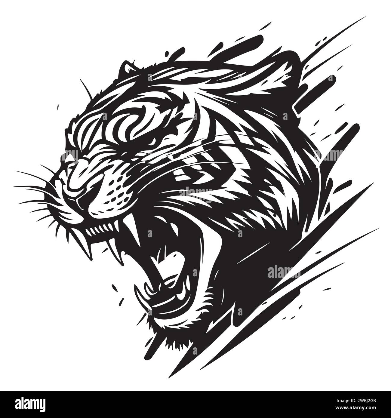 Cartoon tiger logo Black and White Stock Photos & Images - Alamy