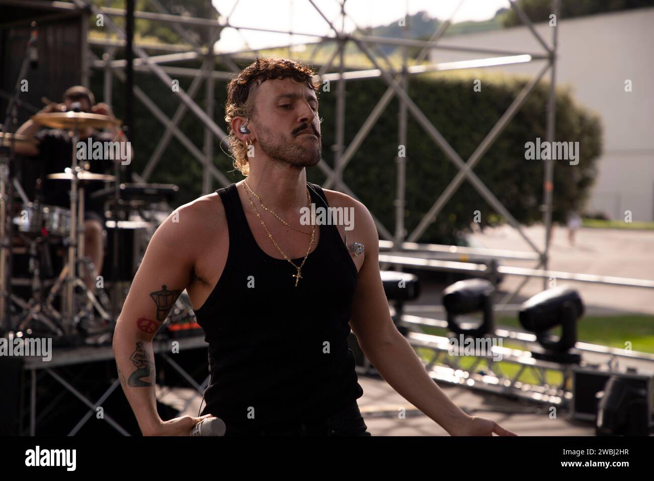 Antonio Aiello, known as Aiello seen during the soundcheck at Napoli ...