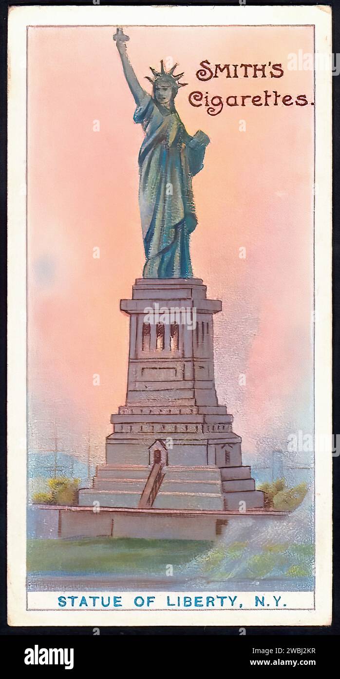 Statue of Liberty - Vintage Cigarette Card Illustration Stock Photo - Alamy
