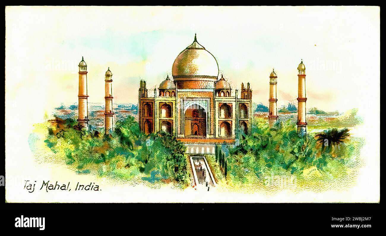 Taj Mahal, India - Vintage Cigarette Card Illustration Stock Photo - Alamy