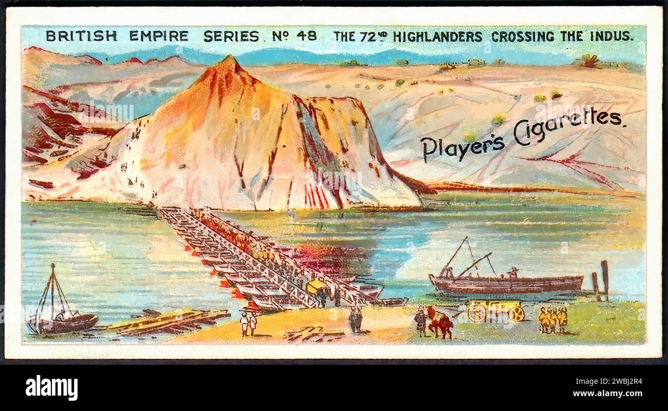 The 72nd Highlanders Crossing the Indus River - Vintage Cigarette Card ...