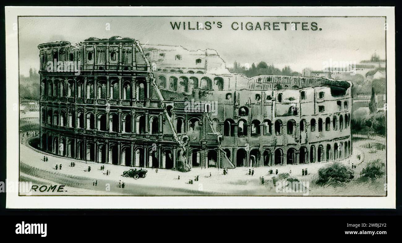 The Colosseum, Rome - Vintage Cigarette Card Illustration Stock Photo ...