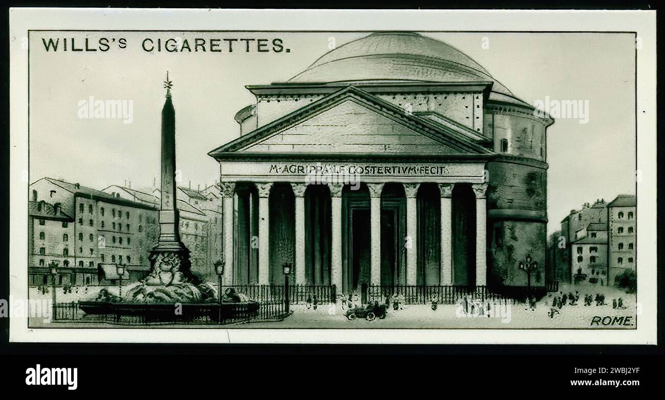 The Pantheon, Rome - Vintage Cigarette Card Illustration Stock Photo ...