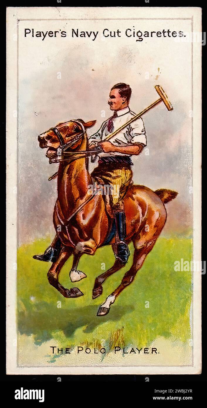 The Polo Player - Vintage Cigarette Card Illustration Stock Photo - Alamy