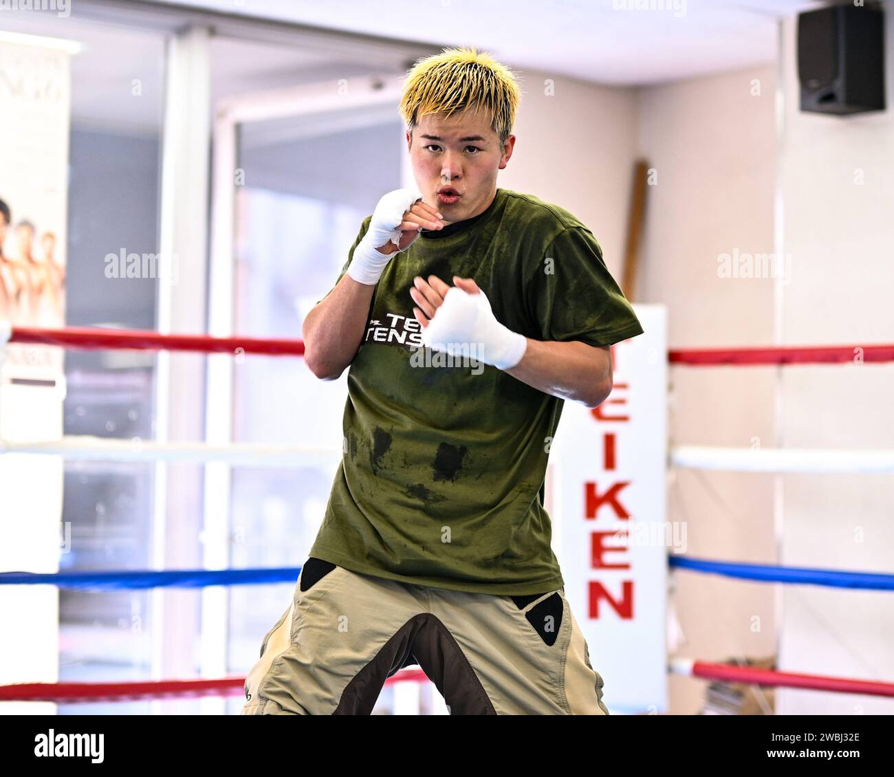 Tenshin Nasukawa of Japan trains during a public workout in Tokyo ...