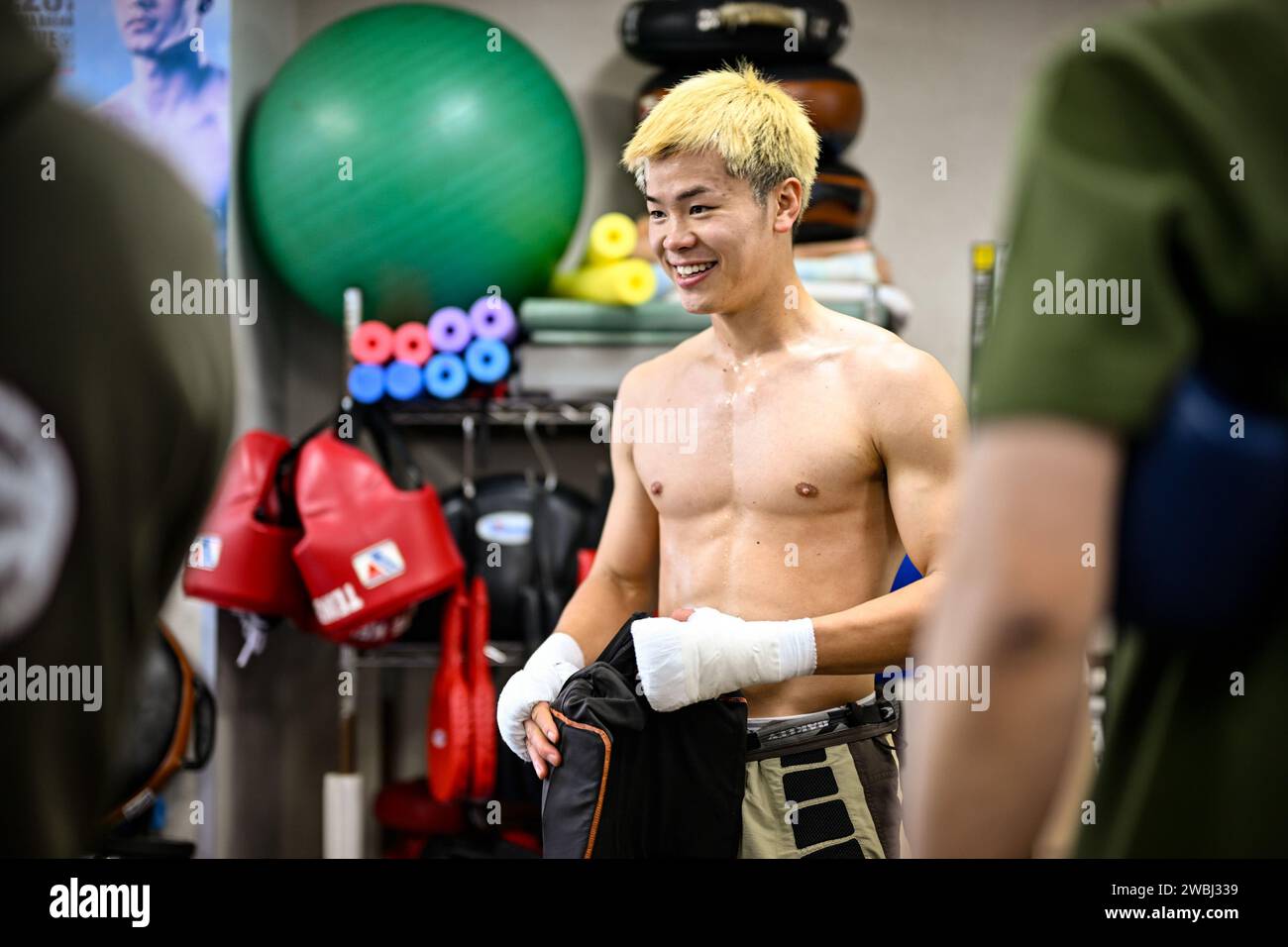 Tenshin Nasukawa of Japan trains during a public workout in Tokyo ...