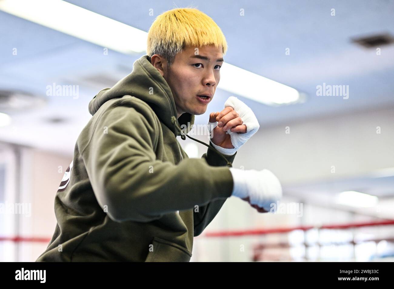 Tenshin Nasukawa of Japan trains during a public workout in Tokyo ...