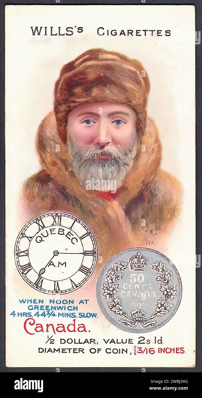 Time & Money in Canada - Vintage Cigarette Card Illustration Stock ...