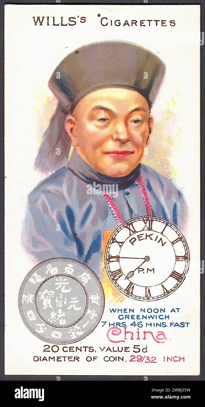 Time & Money in China - Vintage Cigarette Card Illustration Stock Photo ...