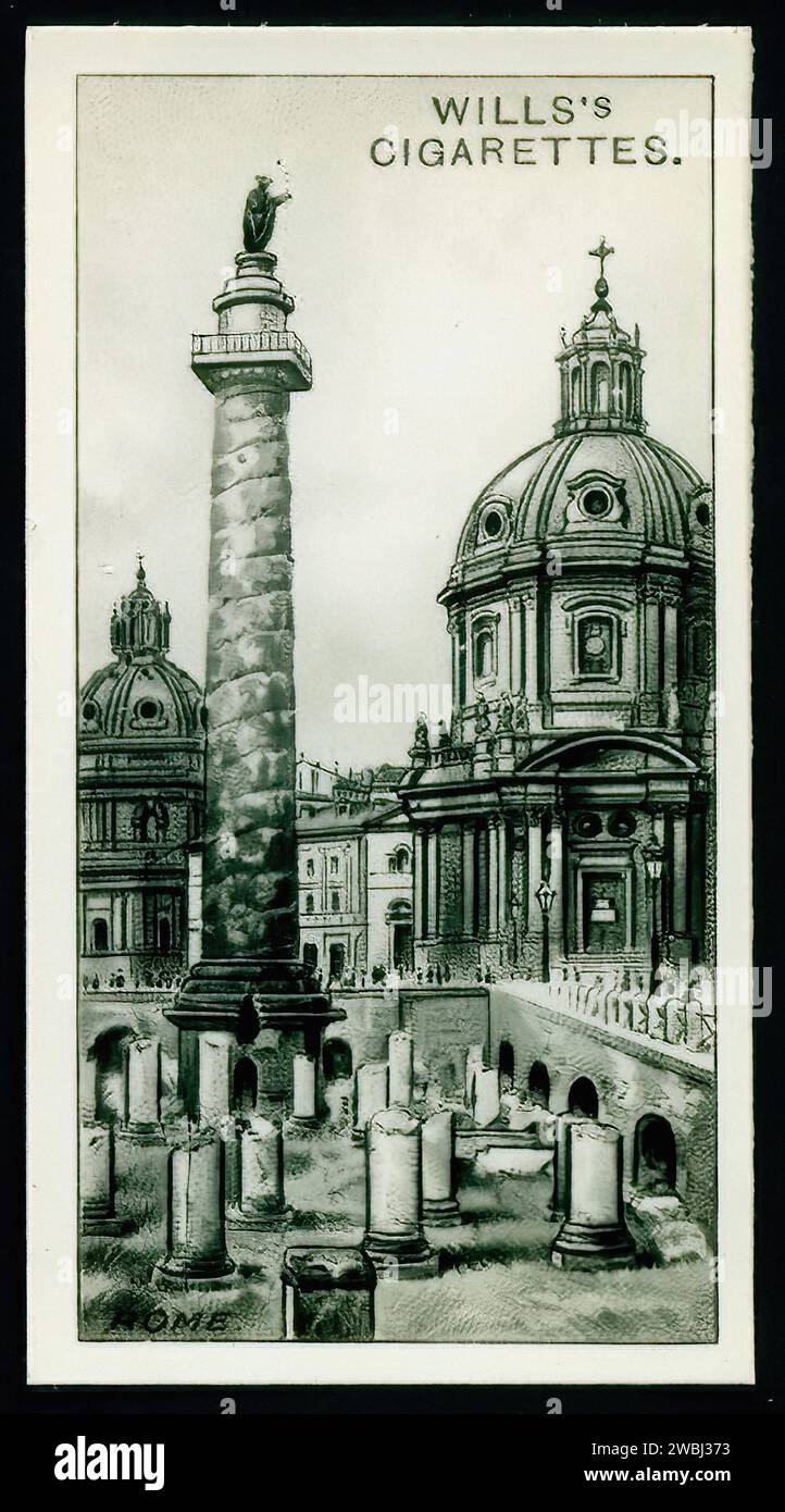 Trajan's Column, Rome - Vintage Cigarette Card Illustration Stock Photo ...