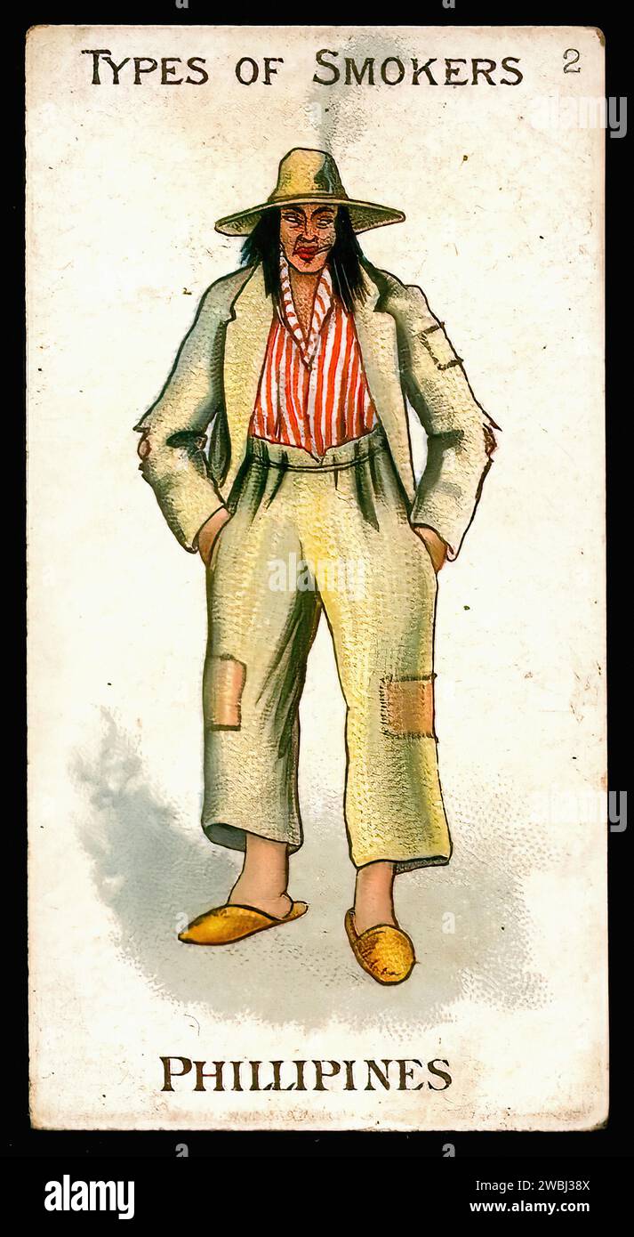 Types of Smokers Phillipines - Vintage Cigarette Card Illustration ...