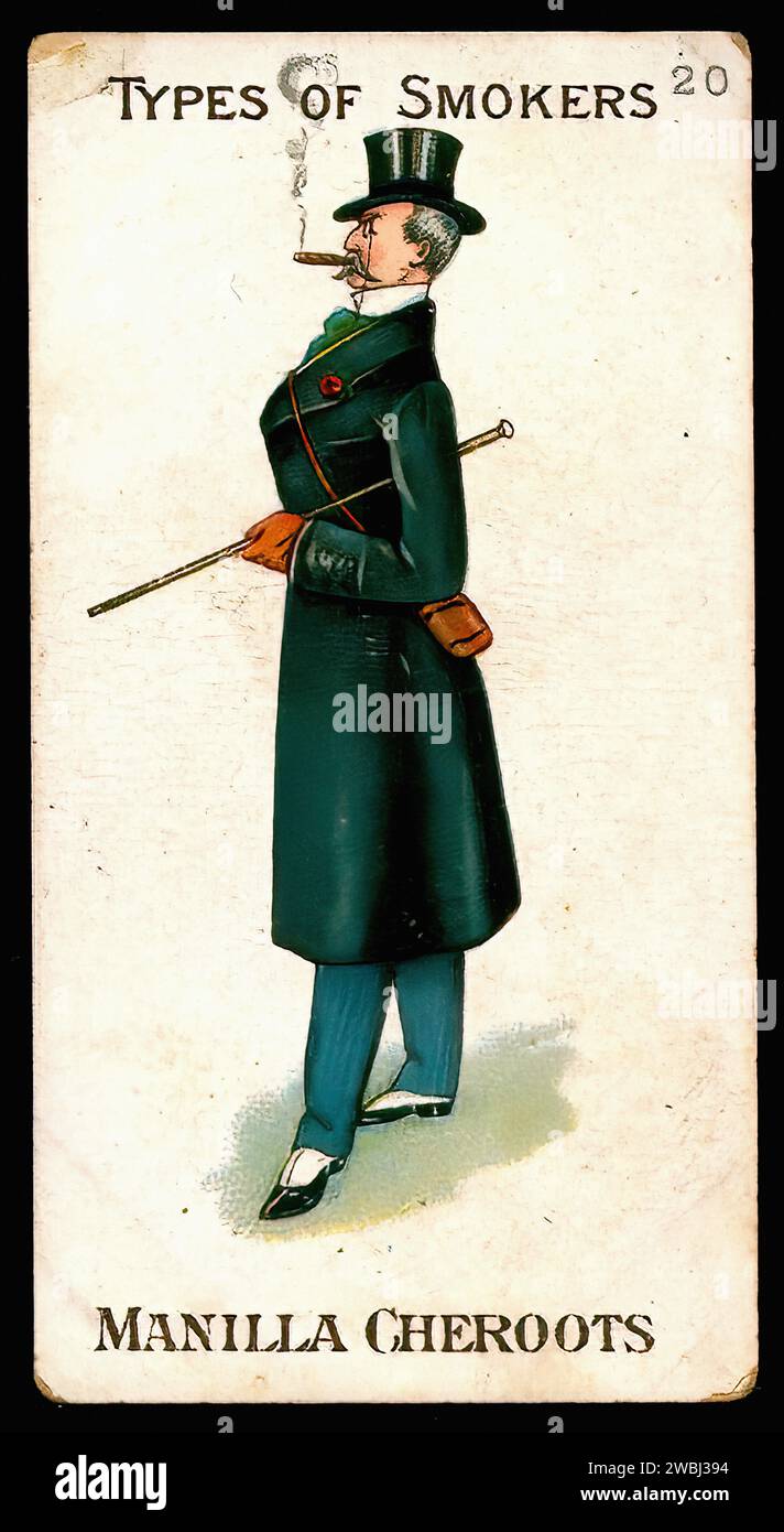 Types of Smokers Manilla Cheroots - Vintage Cigarette Card Illustration ...