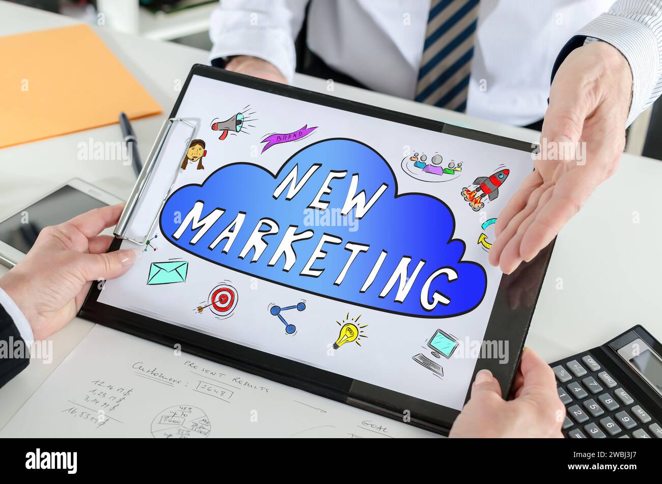 New marketing concept shown by a businessman Stock Photo - Alamy