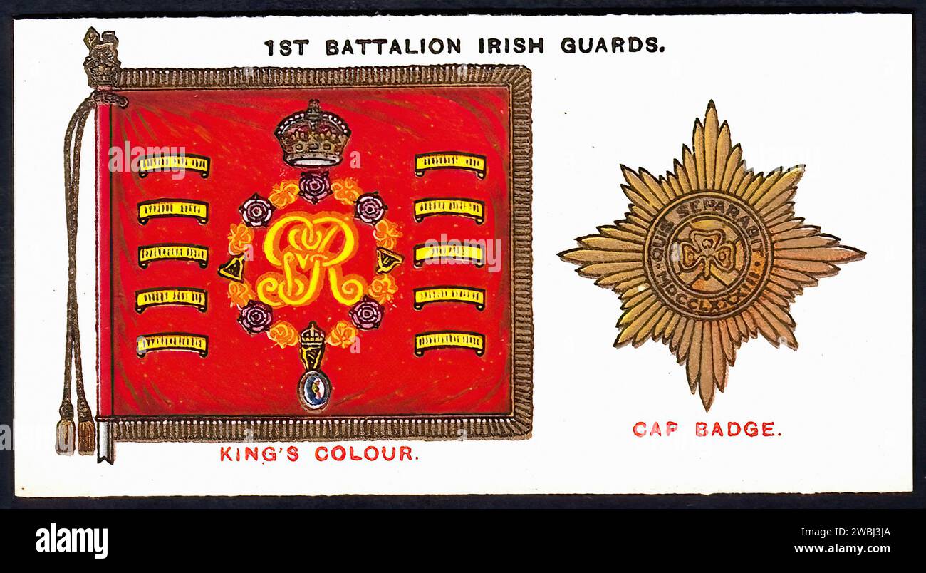 1st Battalion, Irish Guards - Vintage Cigarette Card Illustration Stock ...