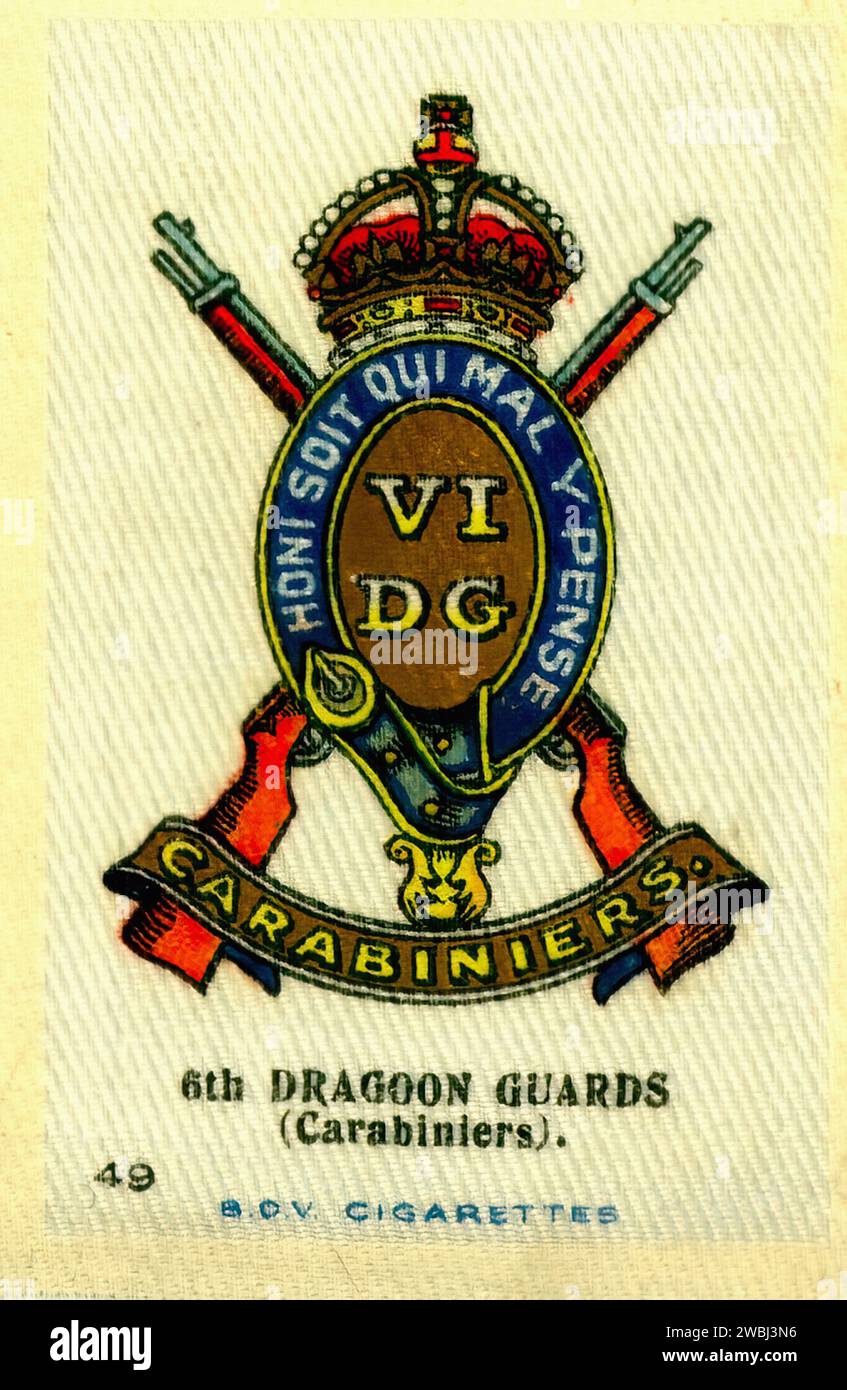6th Dragoon Guards - Vintage Cigarette Card Silk Illustration Stock ...