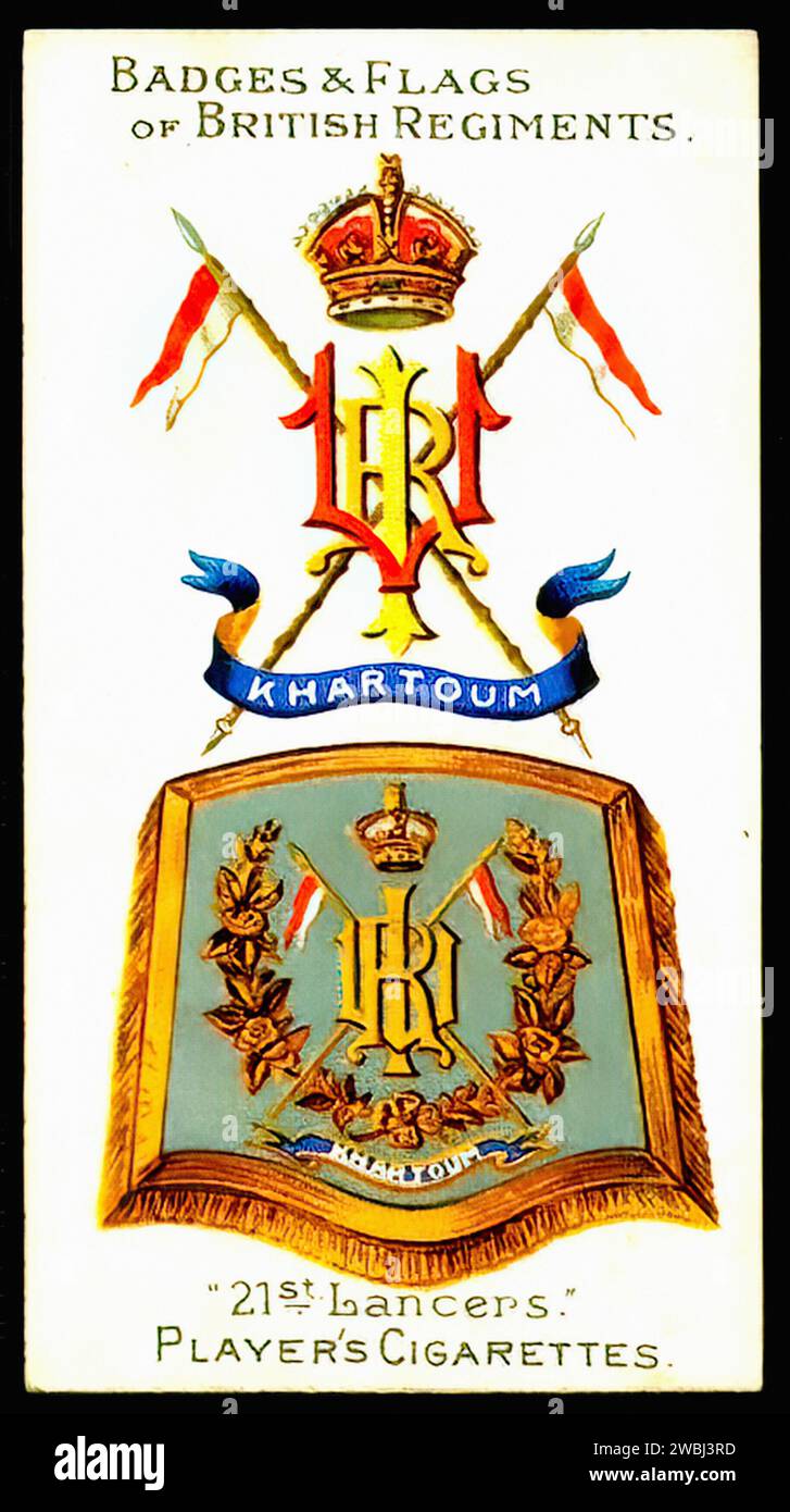 21st Lancers - Vintage Cigarette Card Illustration Stock Photo - Alamy