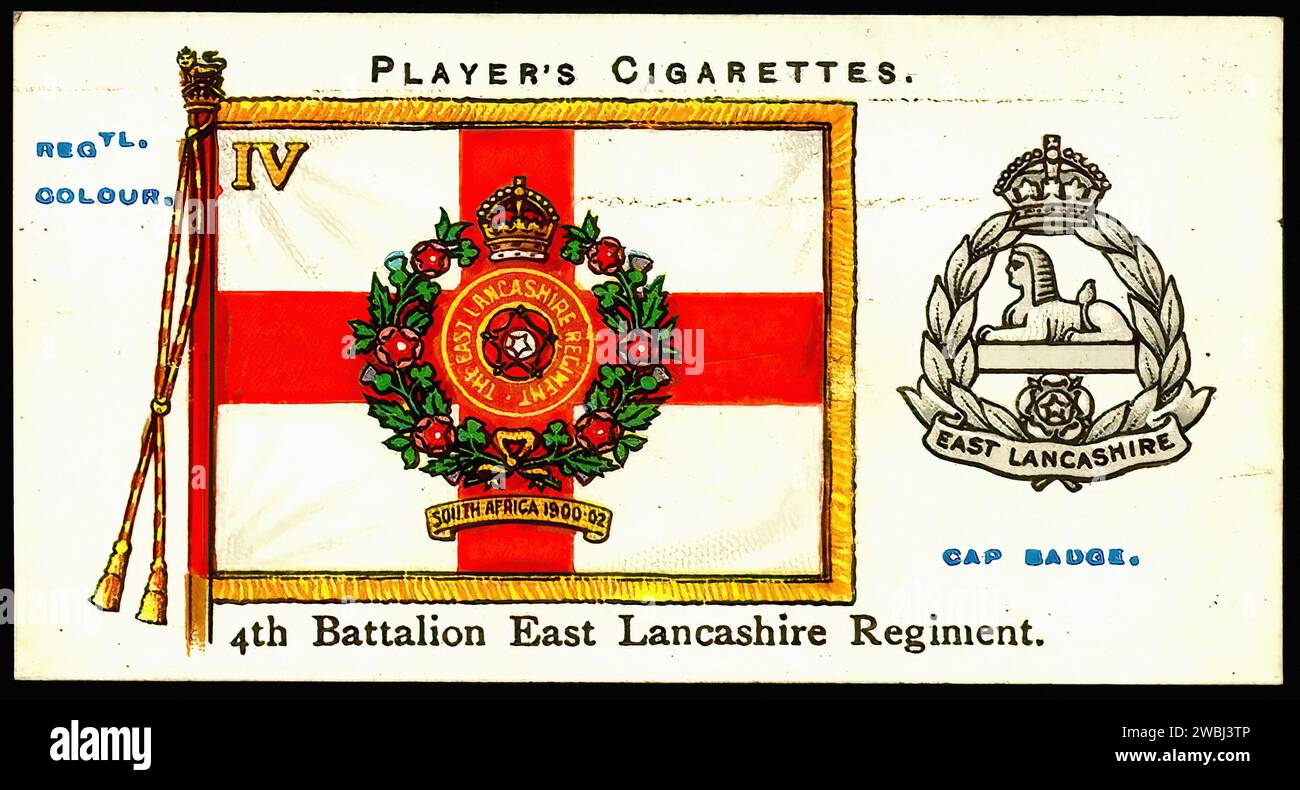 Colours of The East Lancashire Regiment - Vintage Cigarette Card Illustration Stock Photo - Alamy