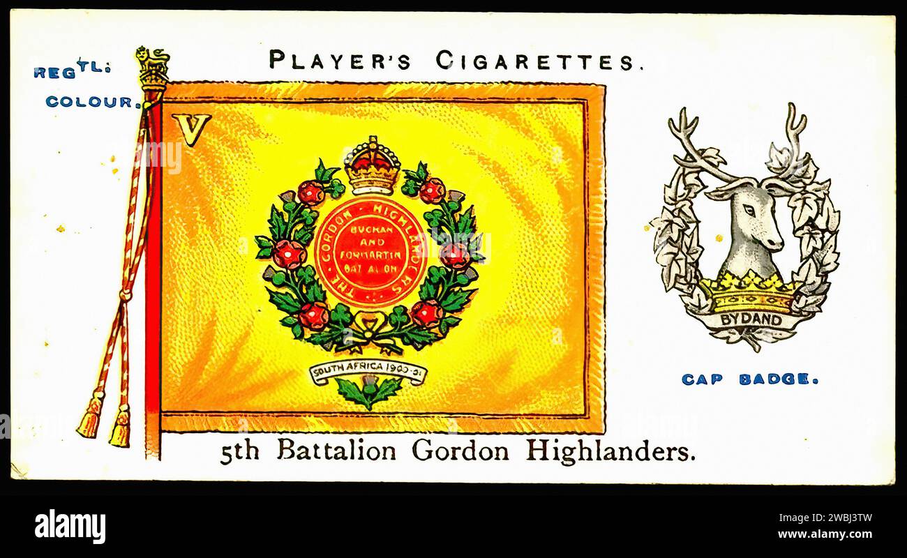 Colours of the Gordon Highlanders - Vintage Cigarette Card Illustration Stock Photo - Alamy