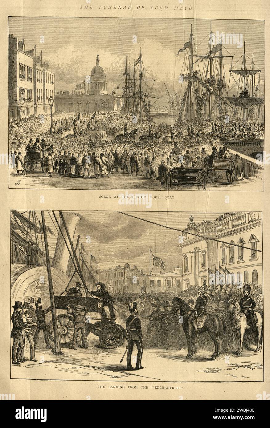 Vintage illustration Scenes from the Funeral procession of Richard ...