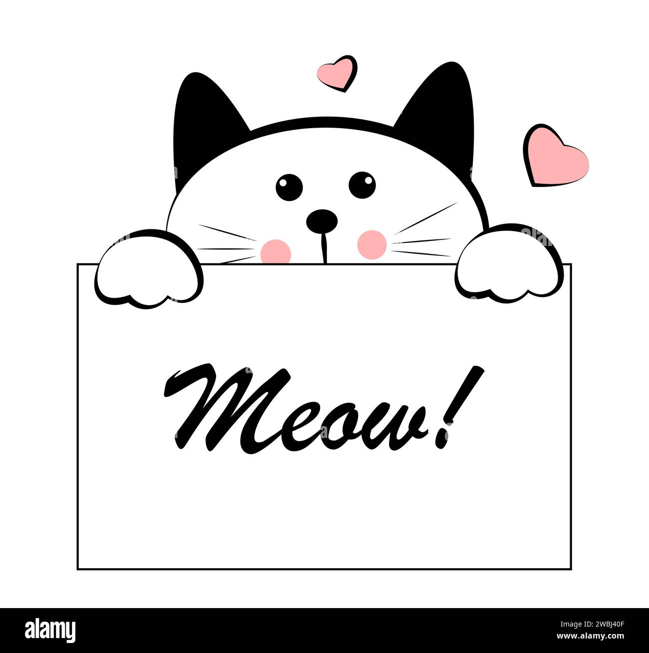 Cat with a sign on a white background Stock Vector Image & Art - Alamy