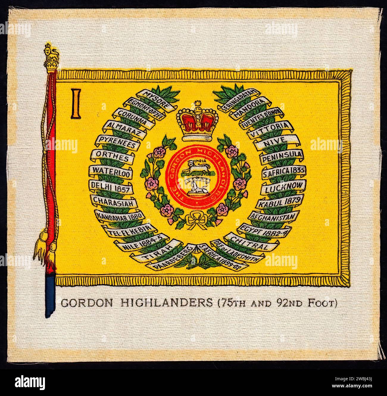 Gordon Highlanders - Vintage Cigarette Card Silk Illustration Stock ...