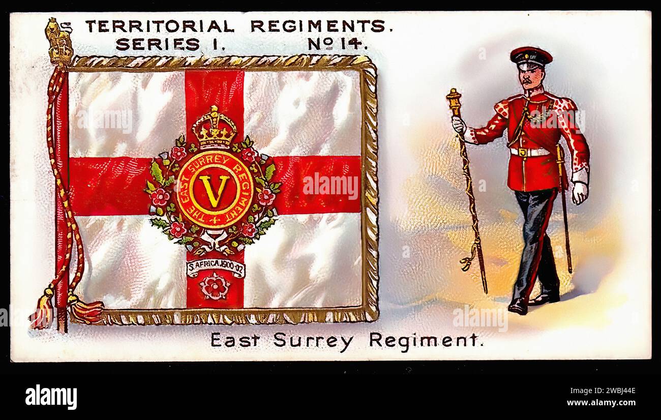 East Surrey Regiment - Vintage Cigarette Card Illustration Stock Photo ...