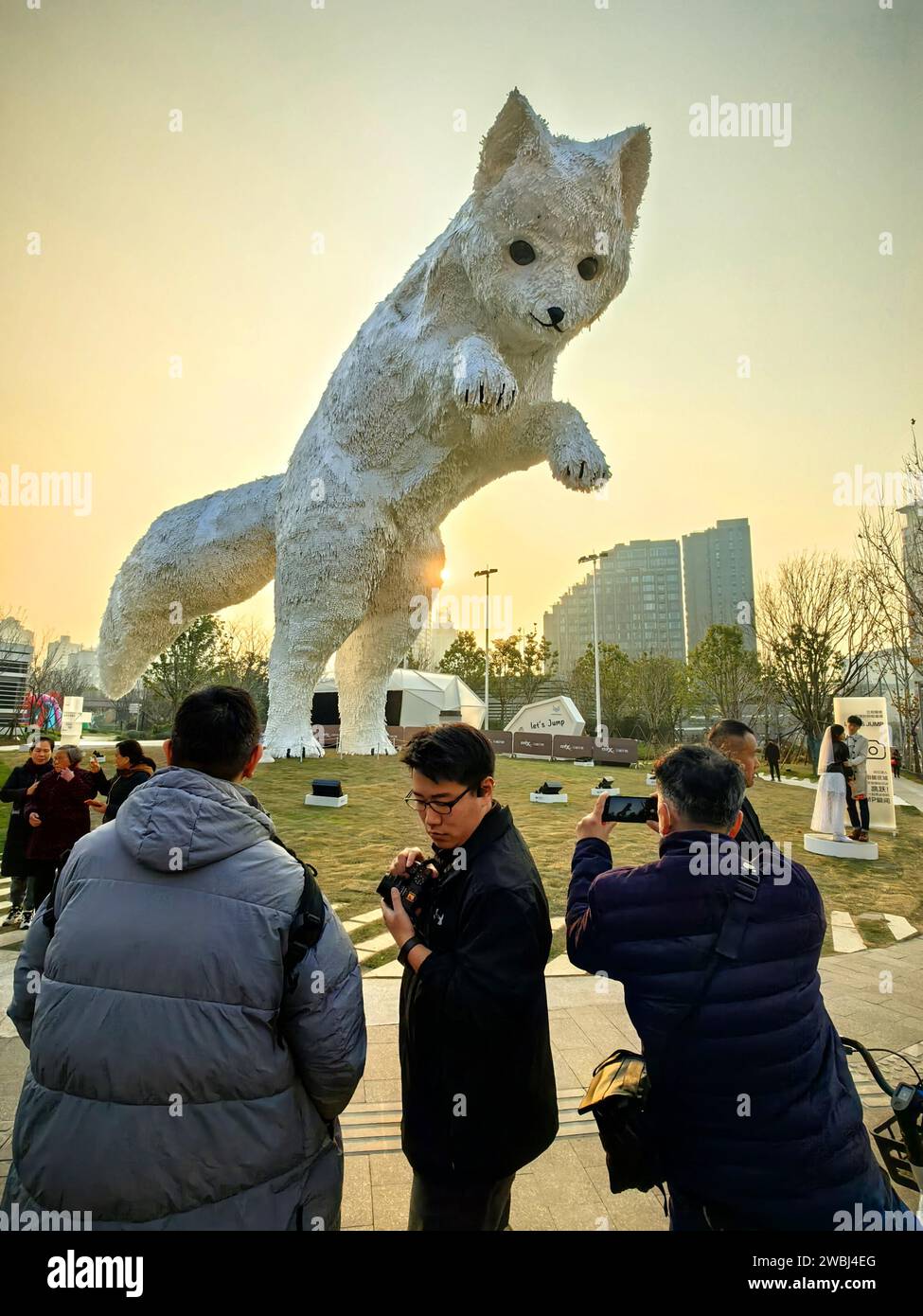 A giant Arctic fox shaped sculpture draws people in Shanghai, China ...