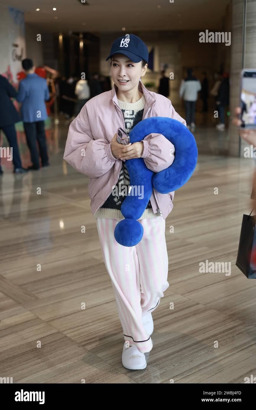 Chinese host and actress Wu Xin appears at a hotel in Changsha City ...