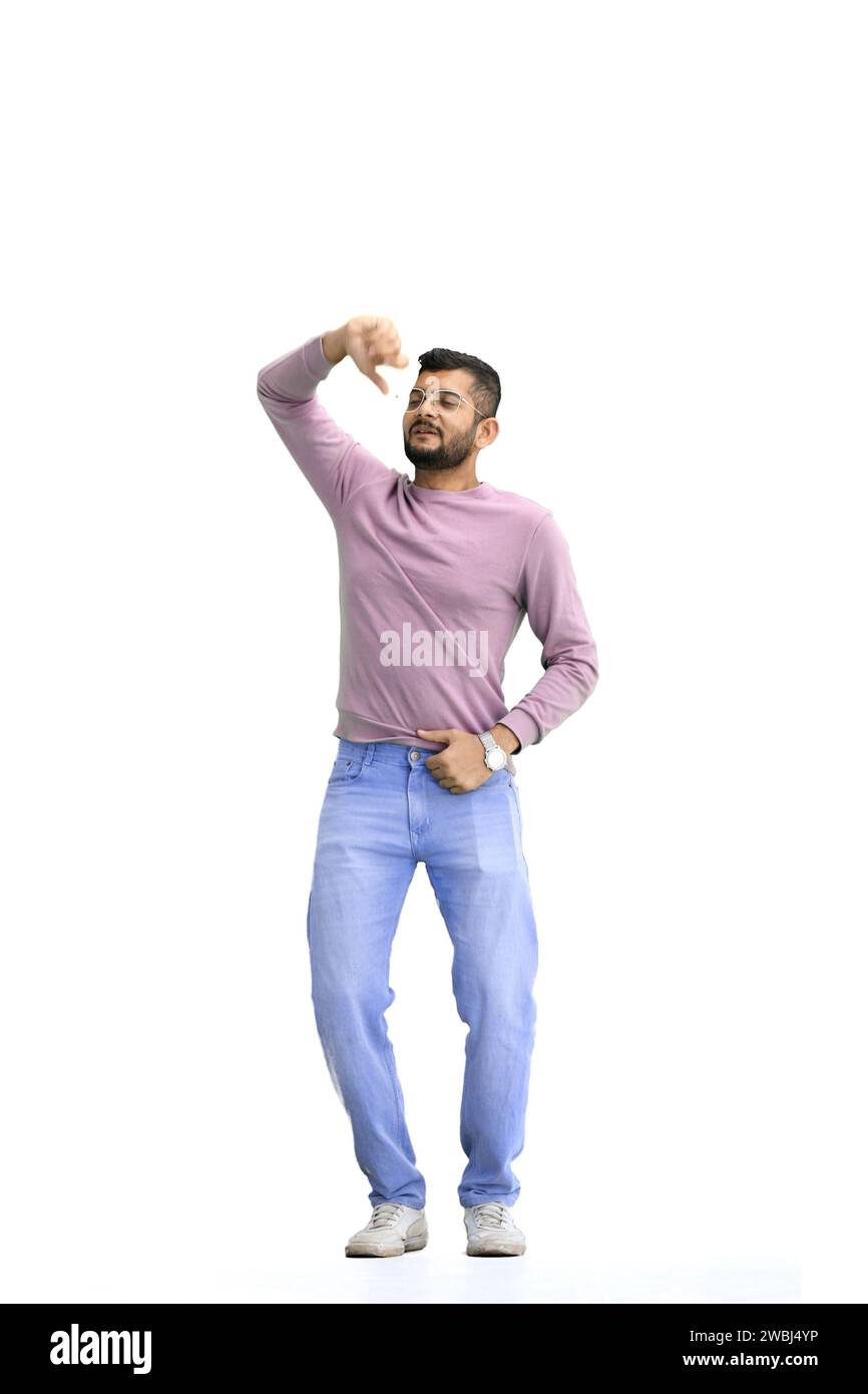 A man, on a white background, in full height, jumps Stock Photo - Alamy