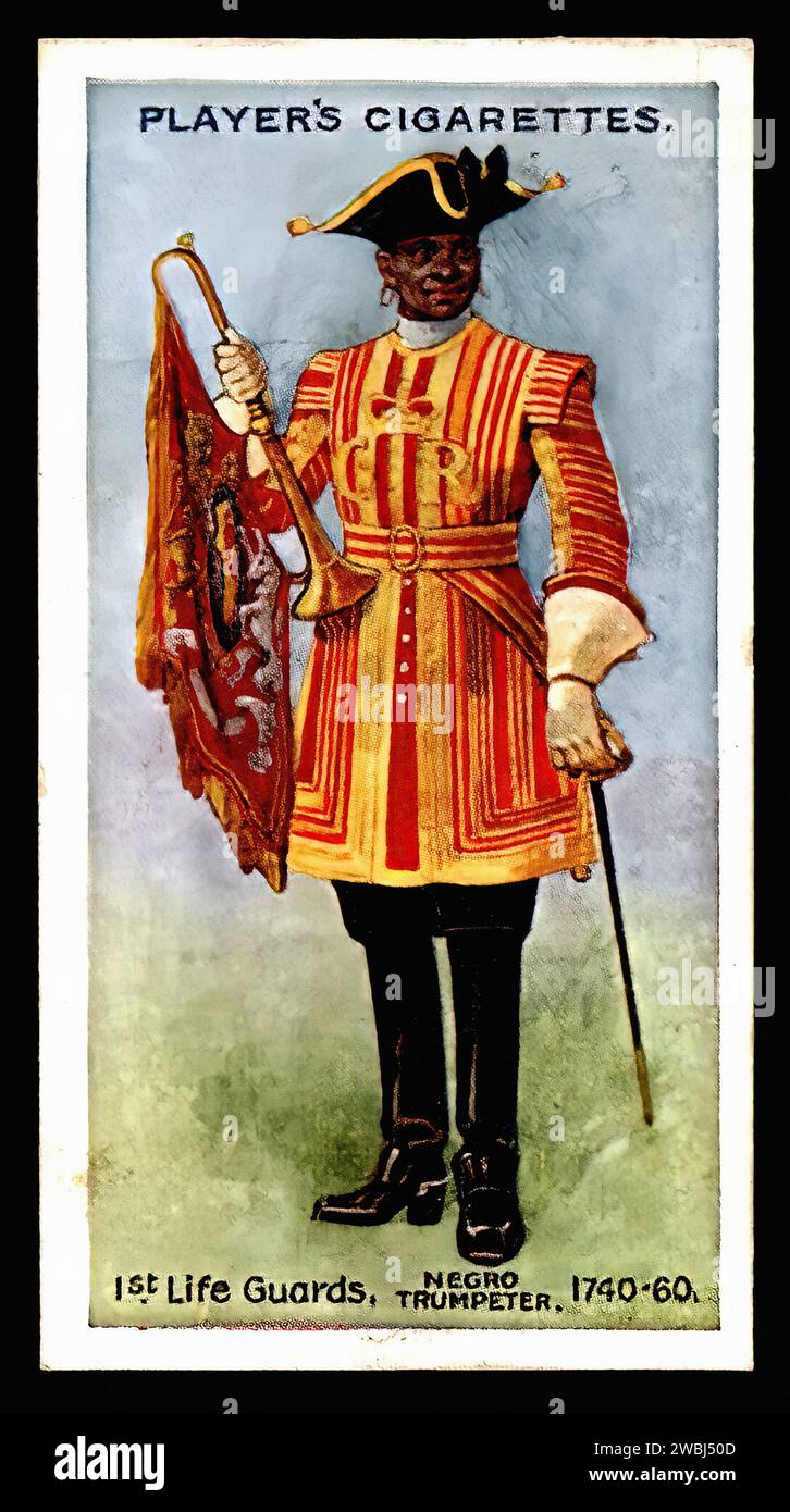 1st Life Guards, Negro Trumpeter, 1740 - Vintage Cigarette Card ...