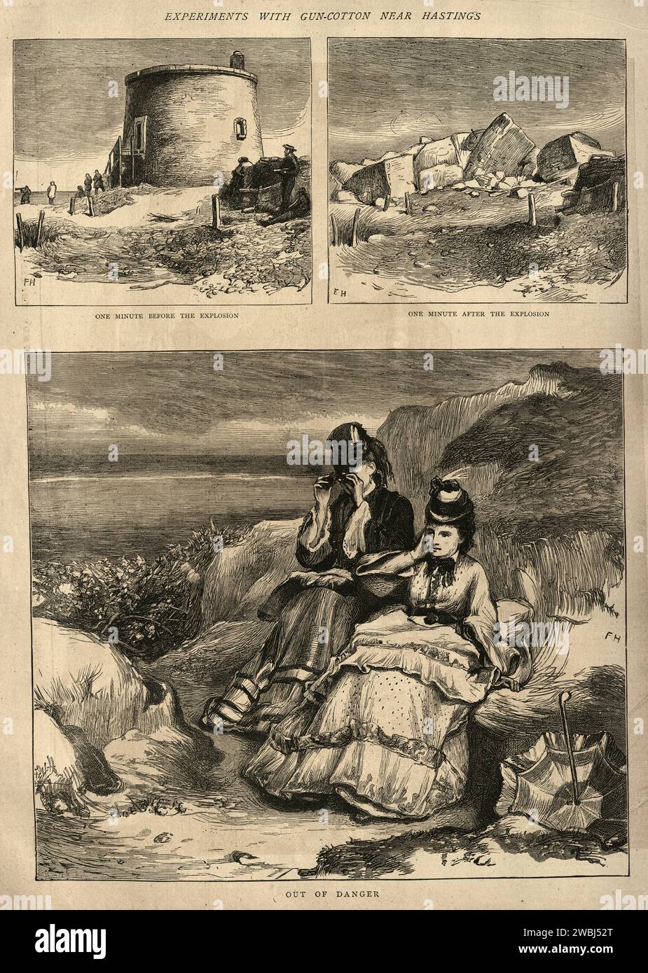 Vintage illustration Experiments with gun cotton, Nitrocellulose, near ...