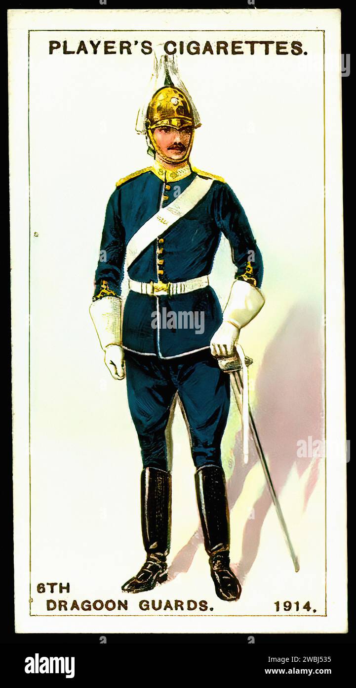 6th Dragoon Guards, 1914 - Vintage Cigarette Card Illustration Stock ...