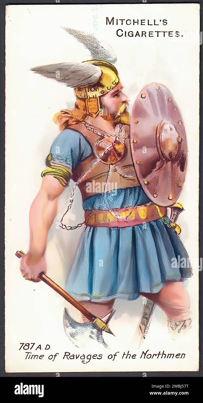 A Viking Warrior - Vintage Cigarette Card Illustration Stock Photo - Alamy