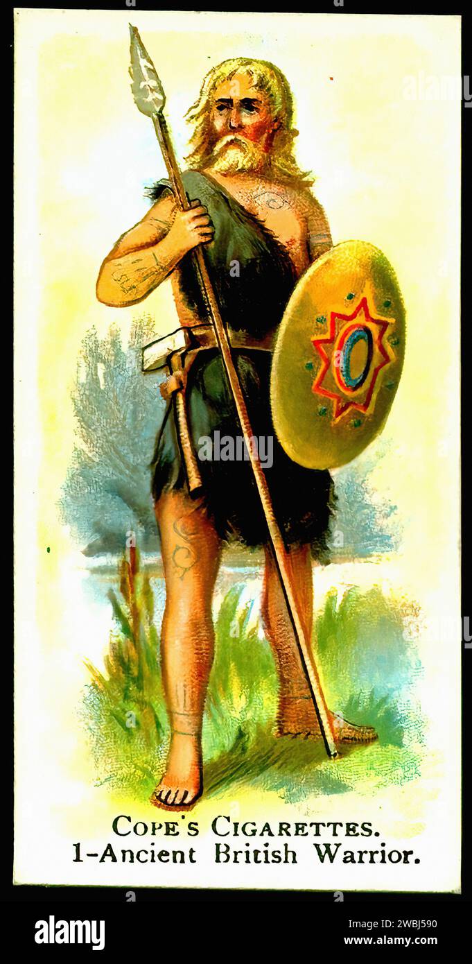 Ancient British Warrior - Vintage Cigarette Card Illustration Stock ...