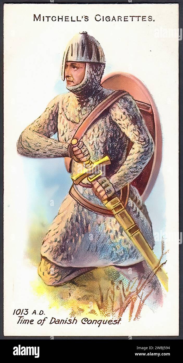 Anglo-Danish Warrior - Vintage Cigarette Card Illustration Stock Photo ...