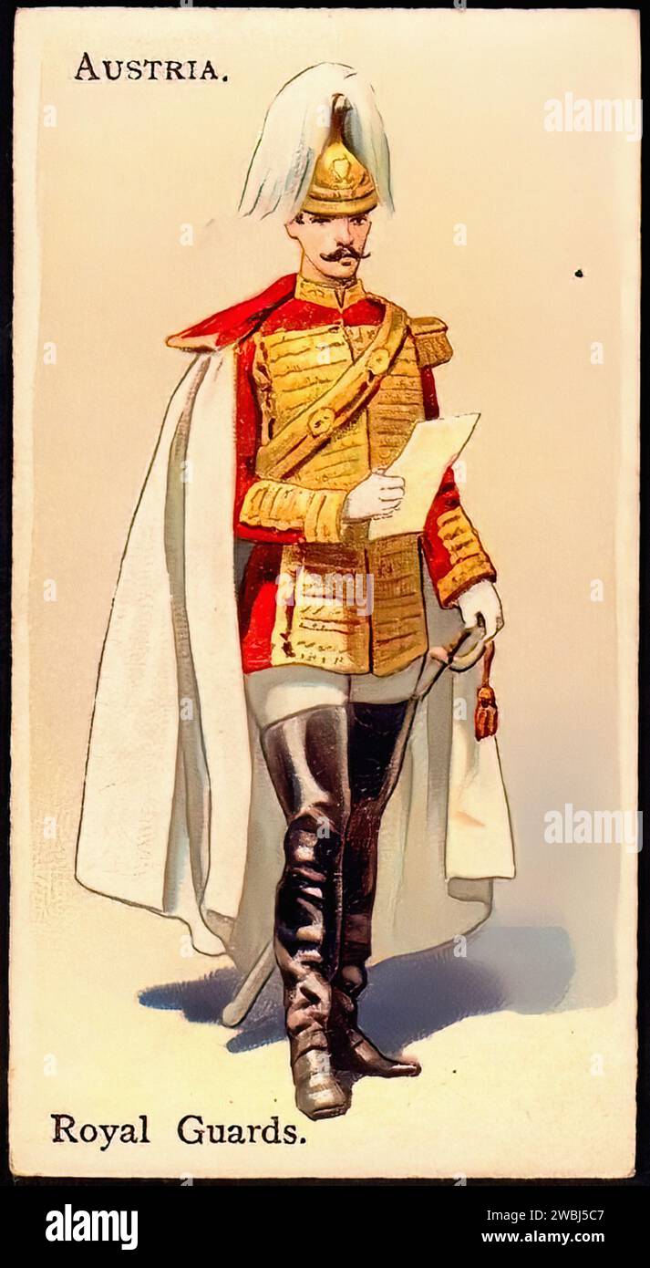 Austrian Royal Guard - Vintage Cigarette Card Illustration Stock Photo ...