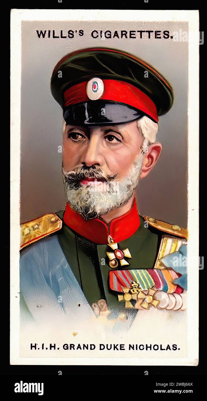 Grand Duke Nicholas - Vintage Cigarette Card Illustration Stock Photo ...