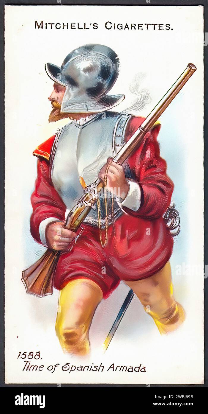 Harquebusier 1588 - Vintage Cigarette Card Illustration Stock Photo - Alamy