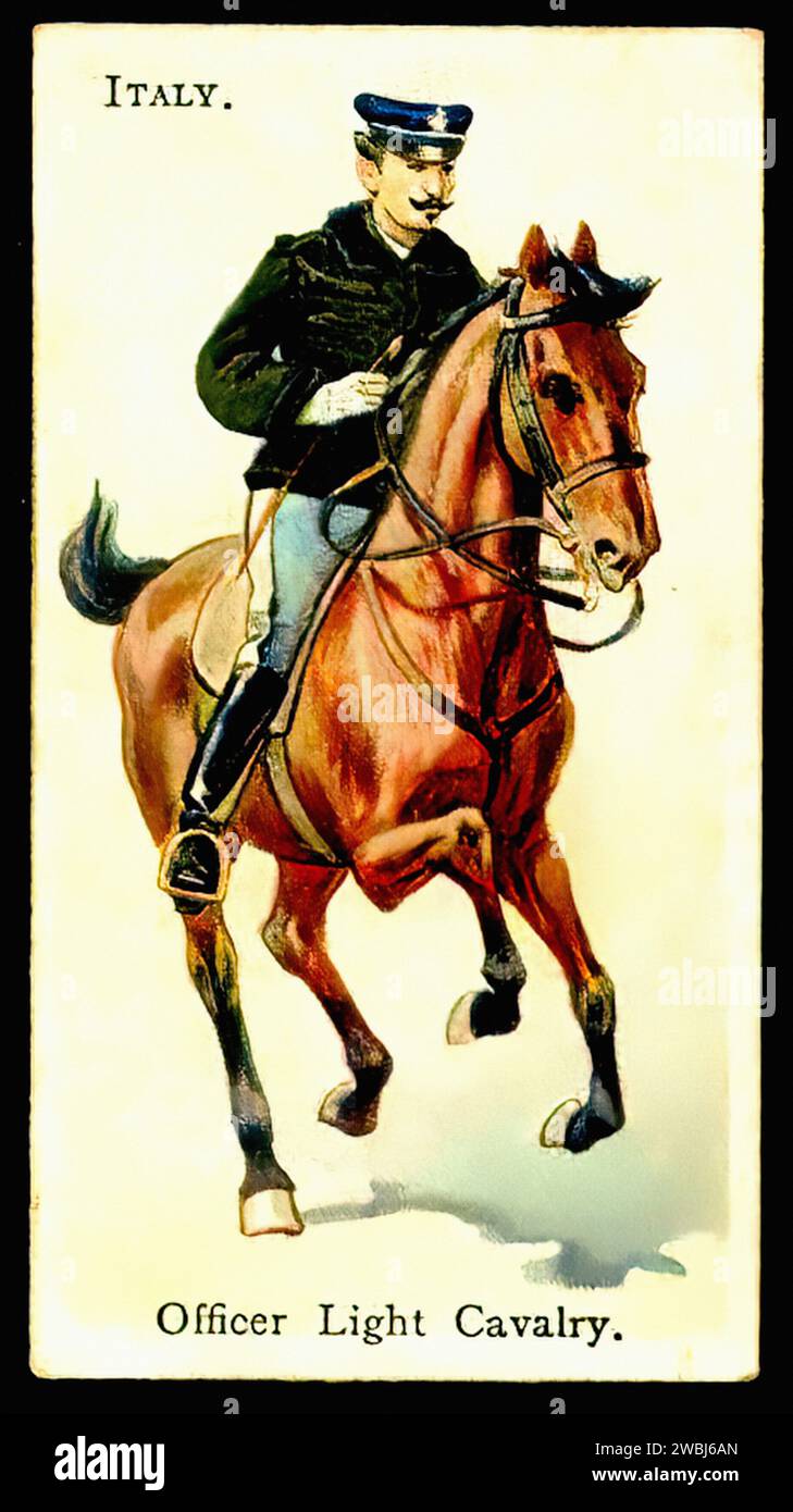 Italian Light Cavalry - Vintage Cigarette Card Illustration Stock Photo ...