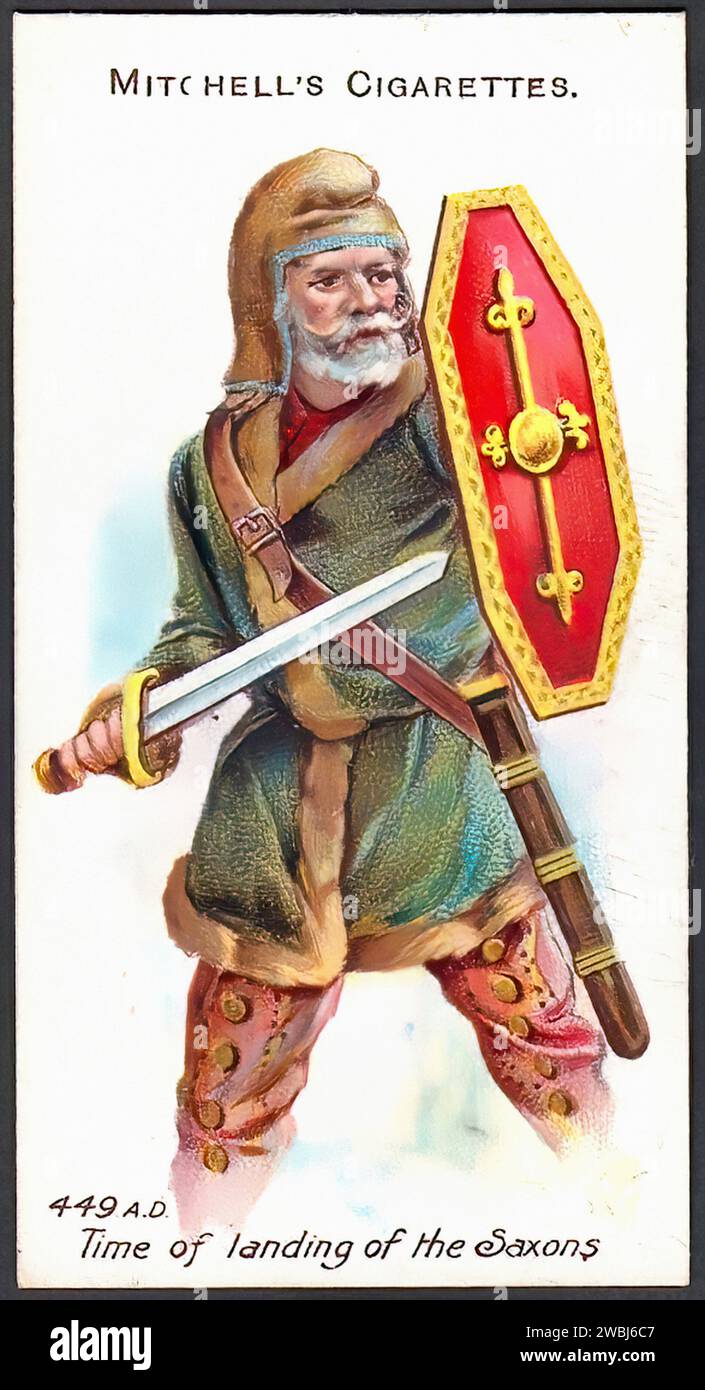 Jutish Warrior - Vintage Cigarette Card Illustration Stock Photo - Alamy